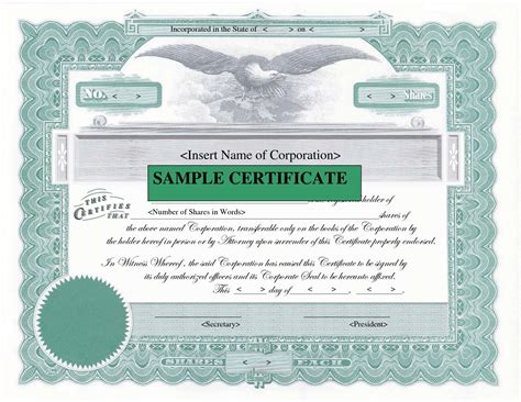 Corpex Stock Certificate Template Williamson