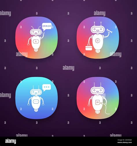 Chatbots App Icons Set Ui Ux User Interface Talkbots Virtual