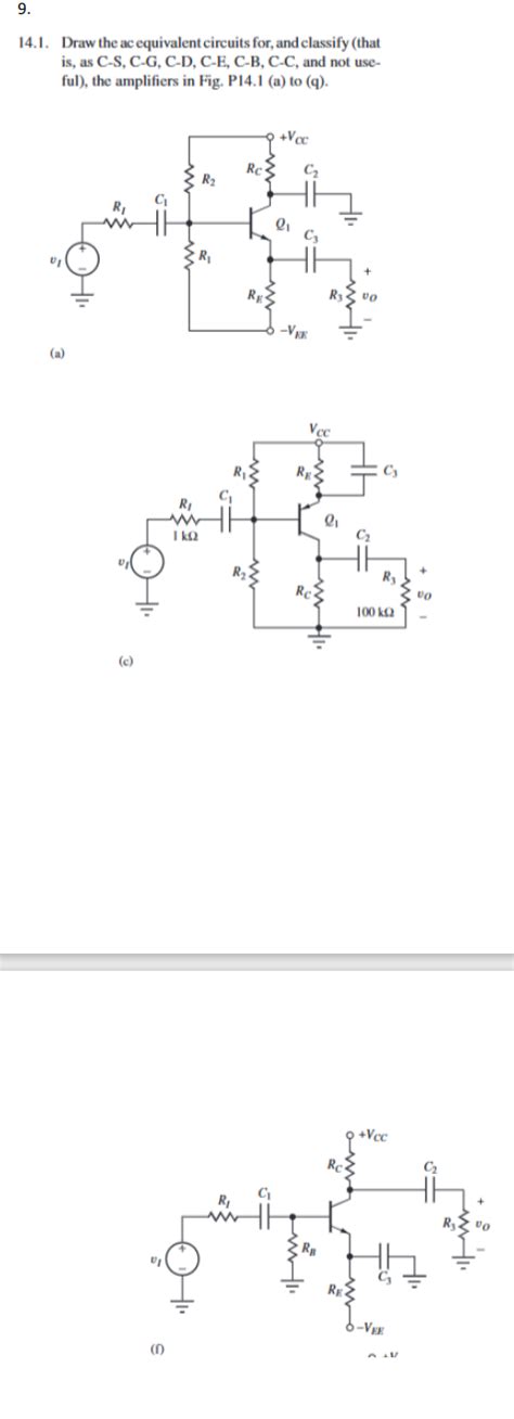 Solved 14 1 Draw The Ac Equivalent Circuits For And