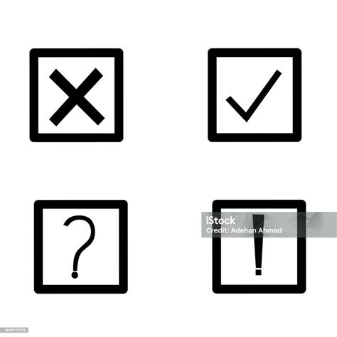 Illustration Of Check Mark Cross Exclamation Mark Question Mark向量圖形及更多剔