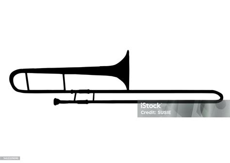 Simple And Fashionable Trombone Silhouette Illustration Stock