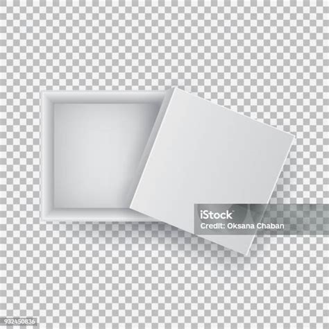 화이트 오픈 빈 사각형 골 판지 상자 투명 배경 평면도에 고립 Mockup 템플릿 디자인 제품 패키지 브랜딩 광고 벡터 일러스트