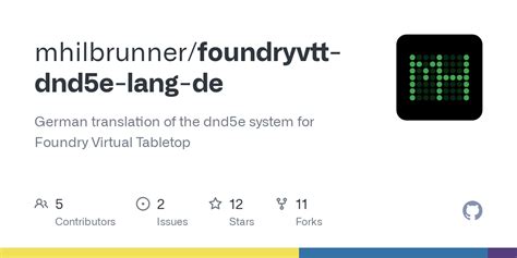 Github Mhilbrunnerfoundryvtt Dnd5e Lang De German Translation Of