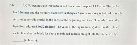 Solved 103 A Cpu Generates 20 Bit Address And Has A Direct