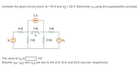 Solved Consider The Given Circuit Where V1 10 V And V2 20 V Chegg