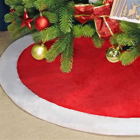 Jupe de Sapin de Noël Rouge et Blanche Tapis de Sapin de Noël Adapté