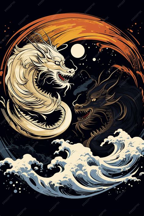 Premium Photo Chinese Dragons Yin Yang Silhouette