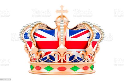 영국 국기와 왕실 황금 왕관 대관식 개념 3d 렌더링 0명에 대한 스톡 사진 및 기타 이미지 0명 3차원 형태 개념 Istock