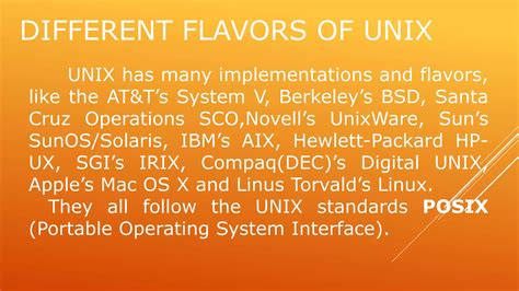 Unix Operating System Pptx Operating Systems Computer Software