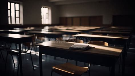 Empty Defocused University Classroom Generative Ai Stock Illustration