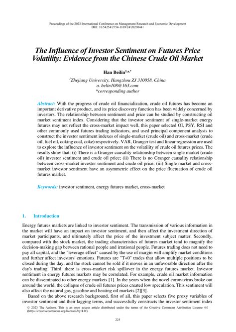 Pdf The Influence Of Investor Sentiment On Futures Price Volatility Evidence From The Chinese