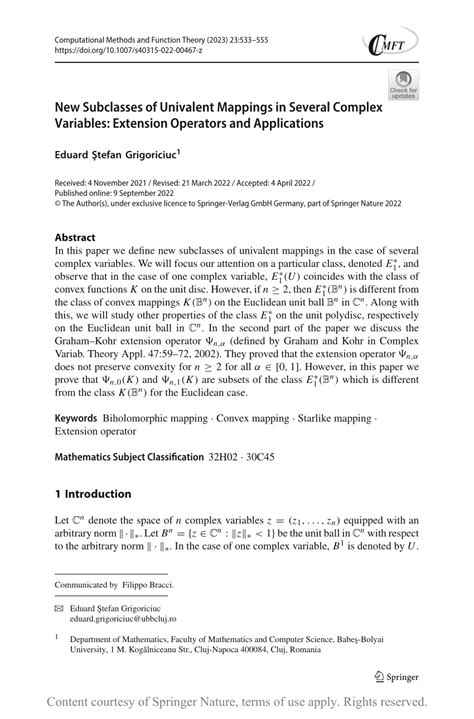 new subclasses of univalent mappings in several complex variables