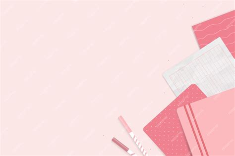 Conjunto De Planificador De Bloc De Notas Rosa Vector Premium