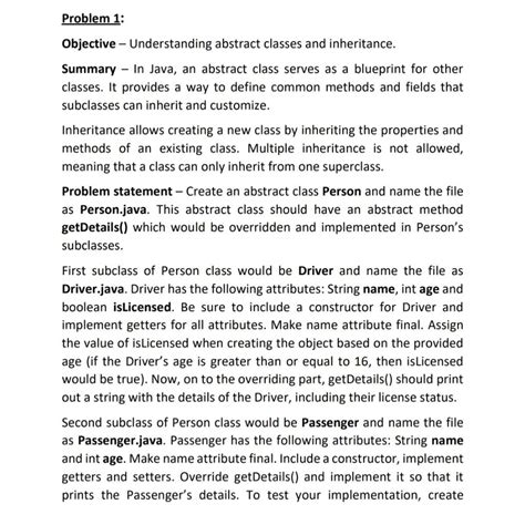 Problem 1 Objective Understanding Abstract Classes