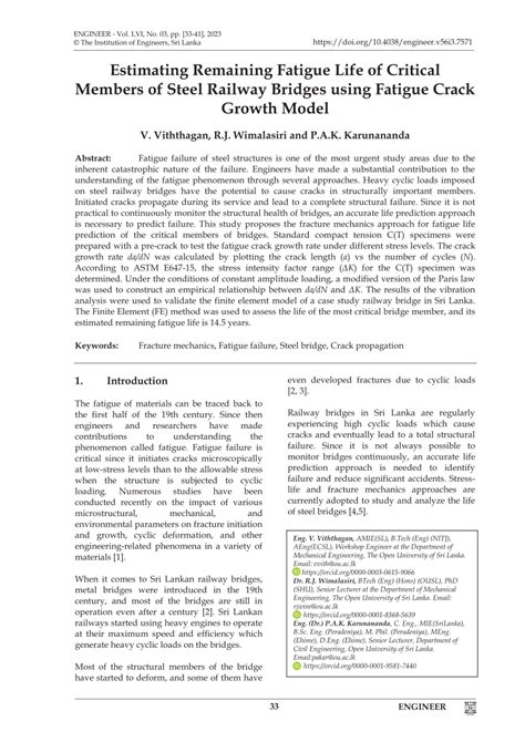 Pdf Estimating Remaining Fatigue Life Of Critical Members Of Steel Railway Bridges Using