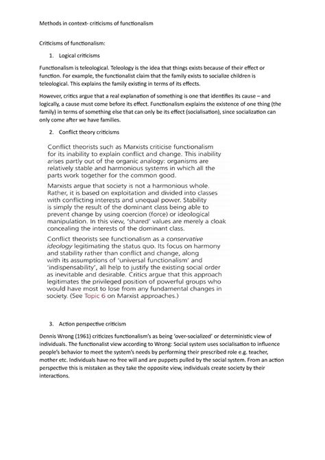 Criticisms Of Functionalism Methods In Context Criticisms Of Functionalism Criticisms Of