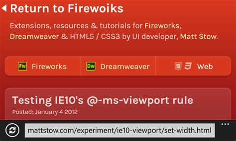 responsive design in ie10 on windows phone 8 html5 css3 experiment
