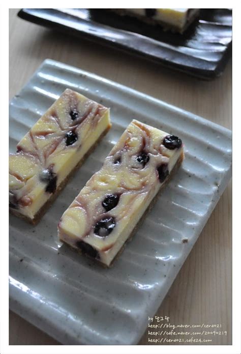 블루베리 치즈케이크 바with 그릇이랑
