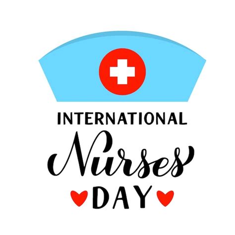 국제 간호사의 날 서예 핸드 레터링 화이트 절연 타이포그래피 포스터 배너 인사말 카드 전단지 스티커 등을 위한 벡터 템플릿을 쉽게 편집할 수 있습니다 프리미엄 벡터