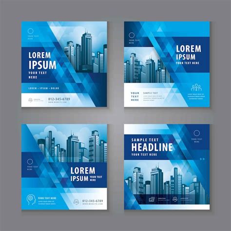 Premium Vector Modern Square Header Web Banner Profile Abstract Blue