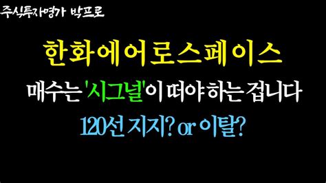 한화에어로스페이스 주가전망 매수는 시그널 떠야 하는 겁니다 120선 지지 Or 이탈 한화에어로스페이스 한화에어로
