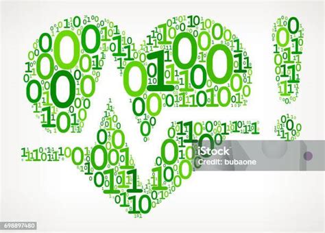 Heart Pulse Binary Code Zero One Vector Illustration Stock Illustration