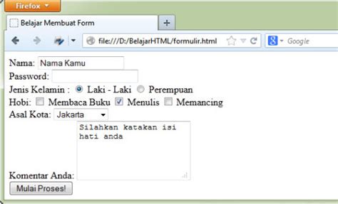 Belajar HTML Dasar Cara Membuat Form Di HTML Tag Form Duniailkom