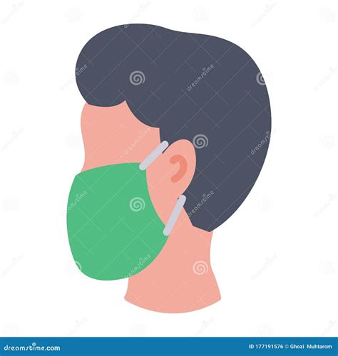 Man Wear Mask From Side Icon With Modern Flat Style Icon Color Or