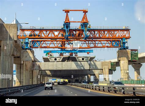 A Construction Of Elevated Precast Segmental Bridge Over Highway In