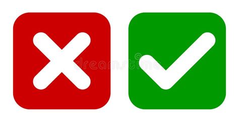 Cross Check Mark Icons Flat Square Buttons Set Stock Vector Illustration Of Isolated