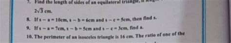 Find The Length Of Sides Of An Equilateral Triangle In 23 Cmif S−a10