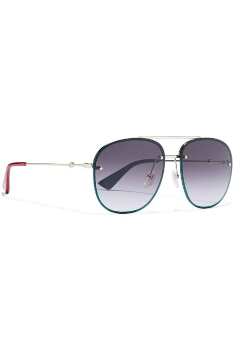 Gucci Aviator Style Gold Tone And Glittered Acetate Sunglasses The Outnet