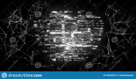 Fingerprint Scanner And Security Padlock Icon Against Network Of
