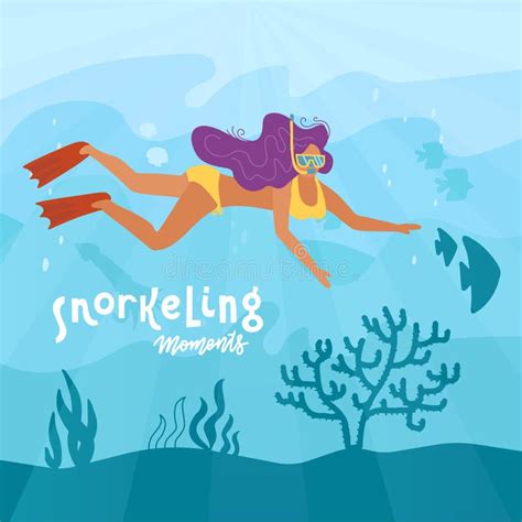 Snorkeling Girl Cartoon Stock Vector Illustration Of Season 32979595