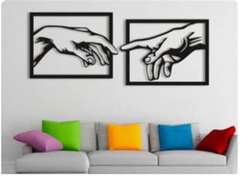2 Pec Set Friend Art Wall Hanging Decorations Mdf Wood Material Black