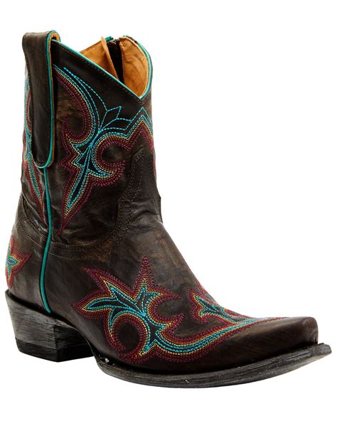 Old Gringo Womens Diego Short Embroidered Booties Snip Toe Chocolate 7