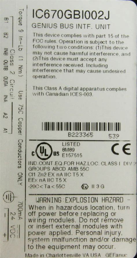 GE FANUC FIELD CONTROL BUS INTERFACE UNIT IC GBI J J Gallery