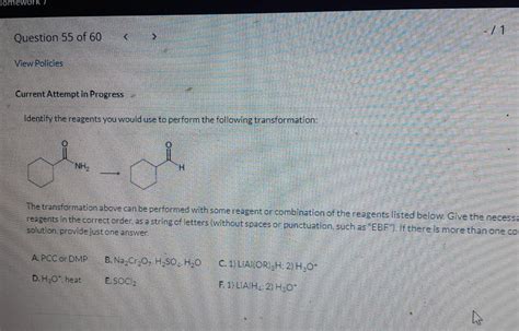 Solved Current Attempt In Progress Identify The Reagents You Chegg