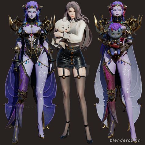 Blender游戏角色模型美女战士 Blender布的