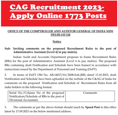 Cag Recruitment 2023 Apply Online For 1773 Posts