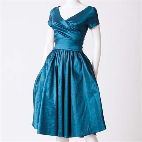 Nwt Pinup Couture Ava Blue Teal Satin Swing Dress In 2024 Satin Swing
