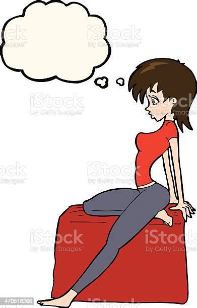 Cartoon Pin Up Pose Girl With Thought Bubble Stock Illustration