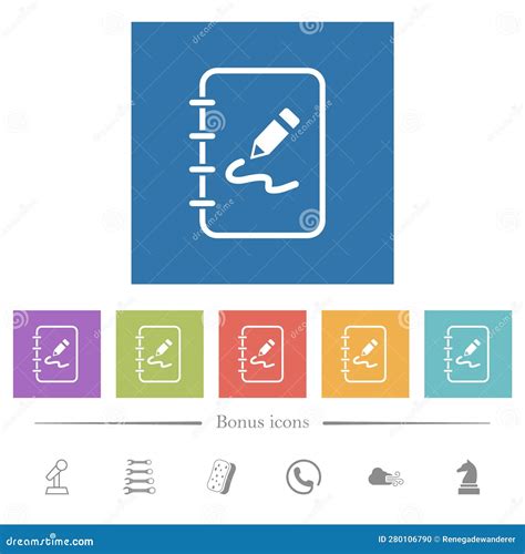 Bloc De Notas En Espiral Con Iconos Blancos Planos De Contorno De Plano