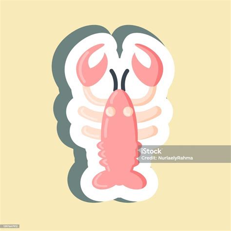 스티커 랍스터 고기에 적합합니다 편집 가능한 간단한 디자인 디자인 템플릿 벡터 간단한 그림 갈고리 발톱에 대한 스톡 벡터 아트 및 기타 이미지 Istock