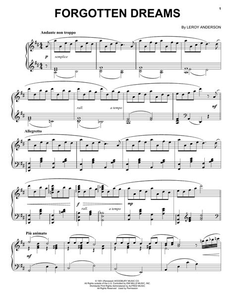 Forgotten Dreams By Leroy Anderson Sheet Music For Piano Solo At Sheet