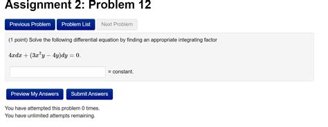 Solved Assignment 2 Problem 12 Previous Problem Problem