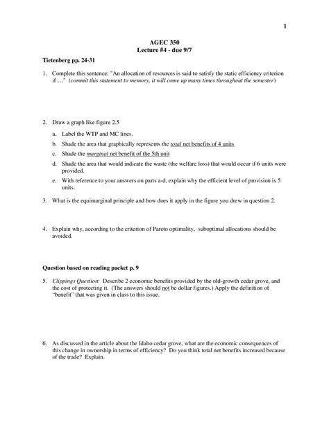 Practice Questions For Environmental And Natural Resource Economics