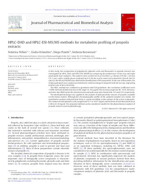 Pdf Hplc Dad And Hplc Esi Msms Methods For Metabolite Profiling Of
