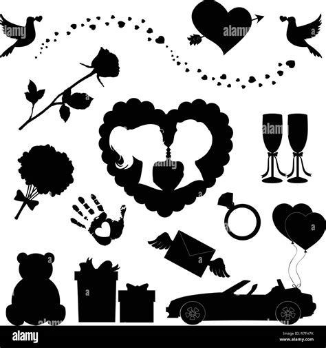 Vektor Liebe Symbole 14 Editierbare Gefüllt Valentine Silhouette
