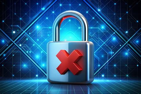 3d Padlock And Cross Mark Cyber Security To Protect Personal Data